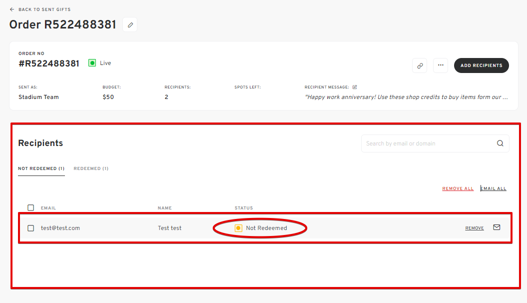 How to Check the List of Recipients in Your Shop Order – STADIUM