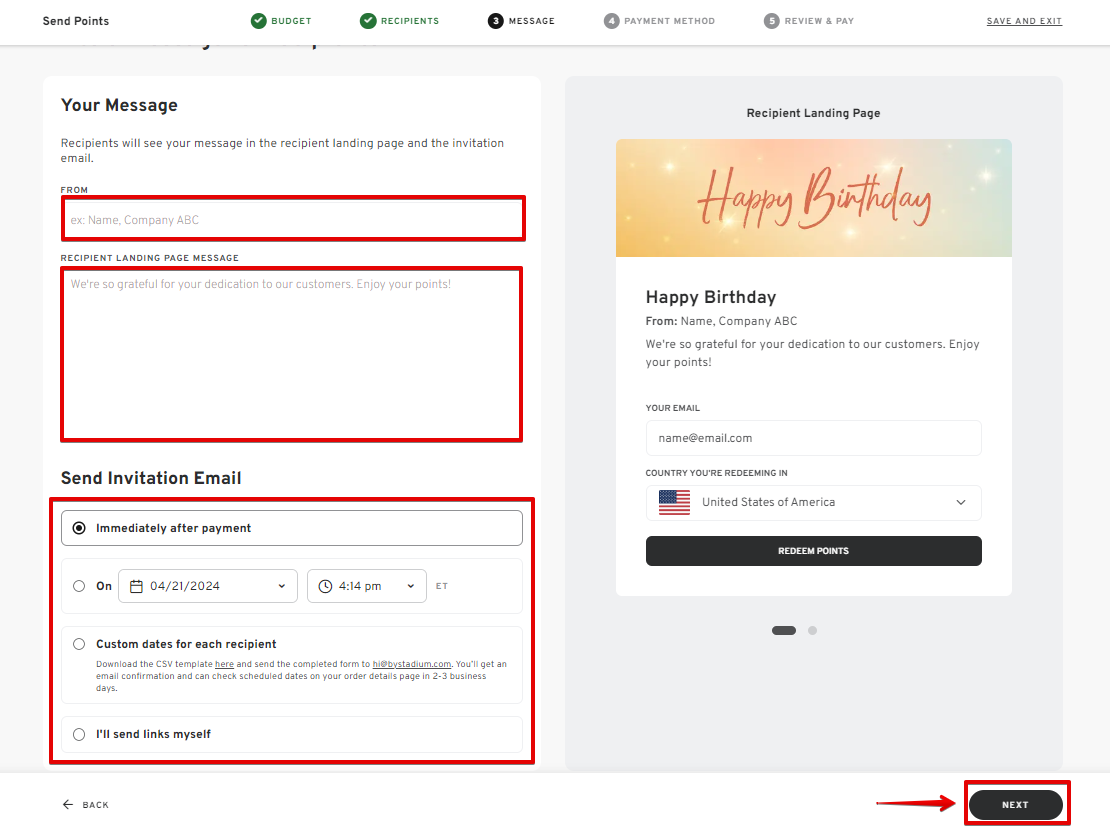 How to send Points or Shop Credits to your recipients – STADIUM
