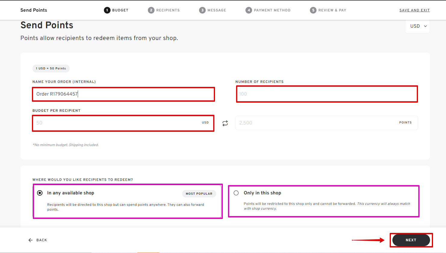 How to send Points or Shop Credits to your recipients – STADIUM