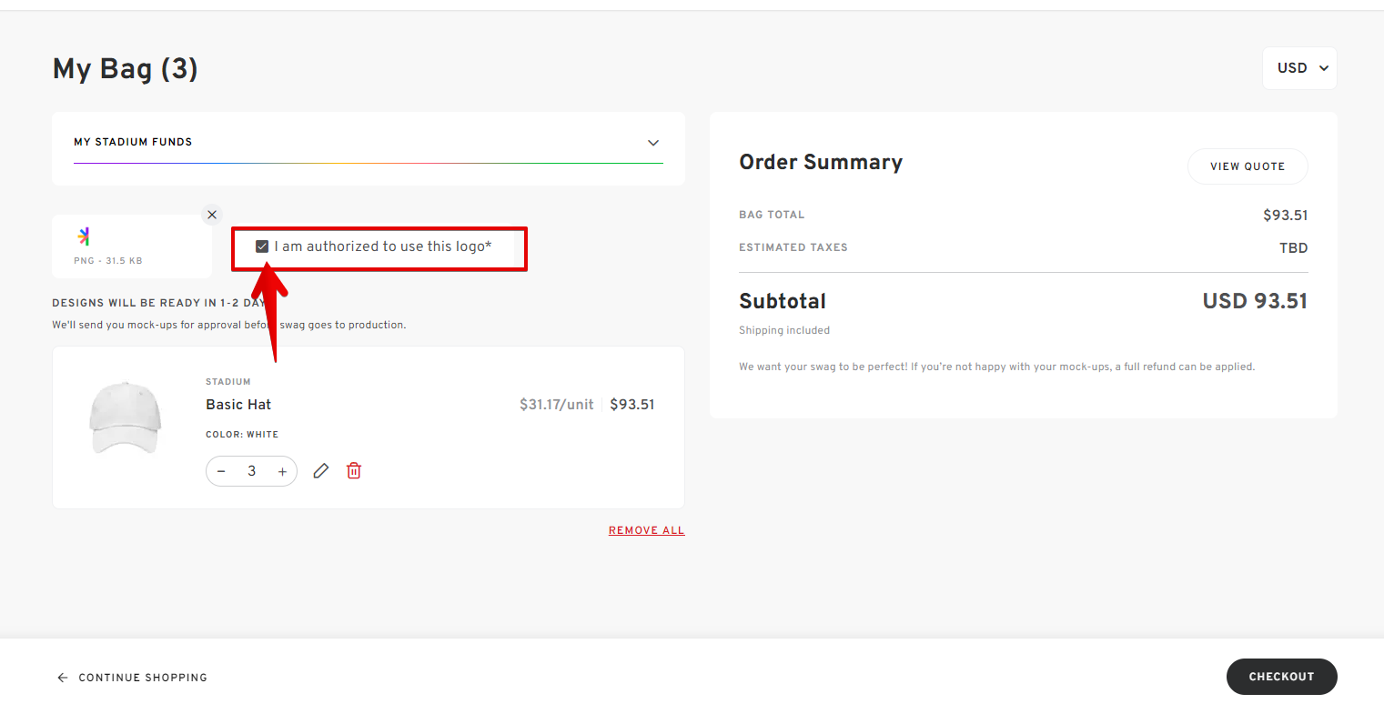 Restock Swag Items Swag Items (not Bought from Stadium) by Purchasing ...