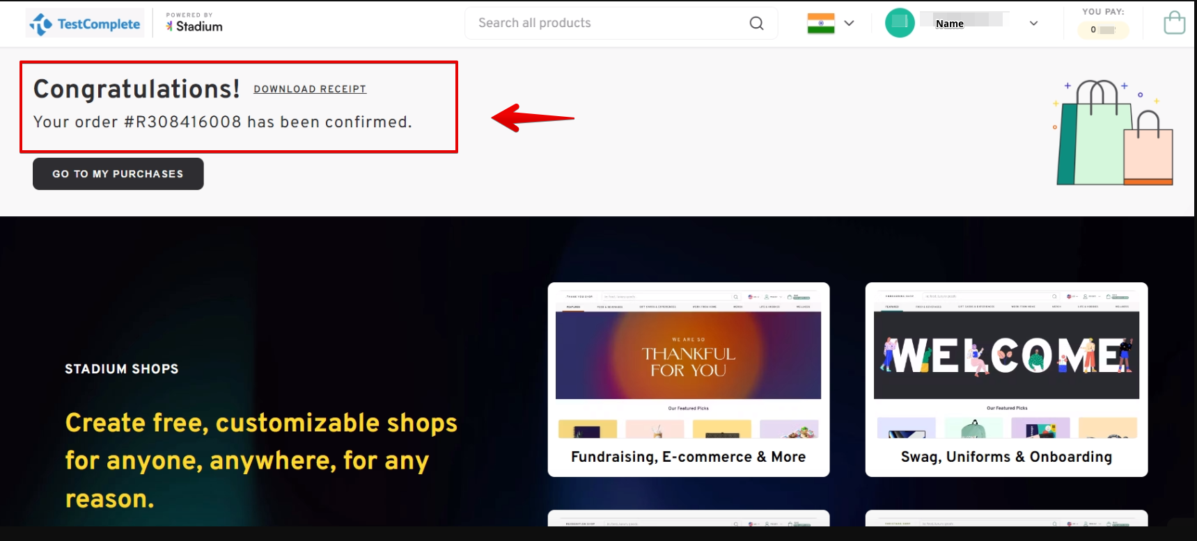 How to continue an incomplete order – STADIUM
